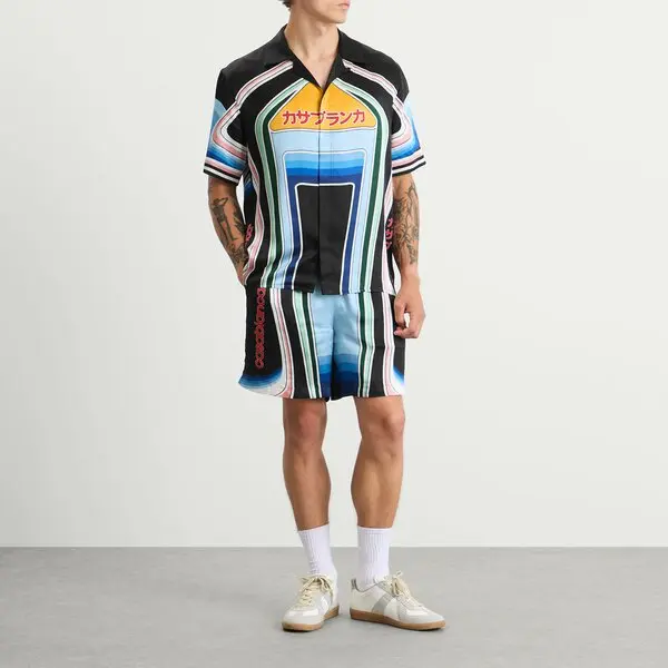 Casablanca Graphic Mountain Short Sleeve Shirt - Black