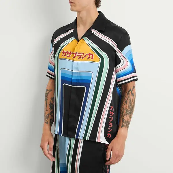 Casablanca Graphic Mountain Short Sleeve Shirt - Black
