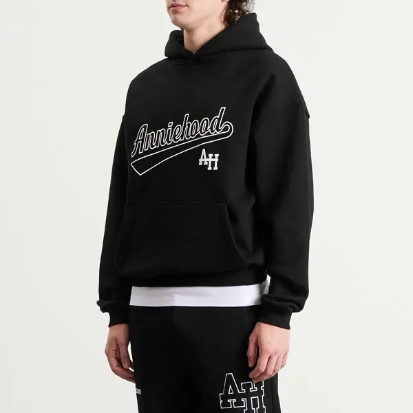 ANNIE HOOD Baseball Hoodie - Black