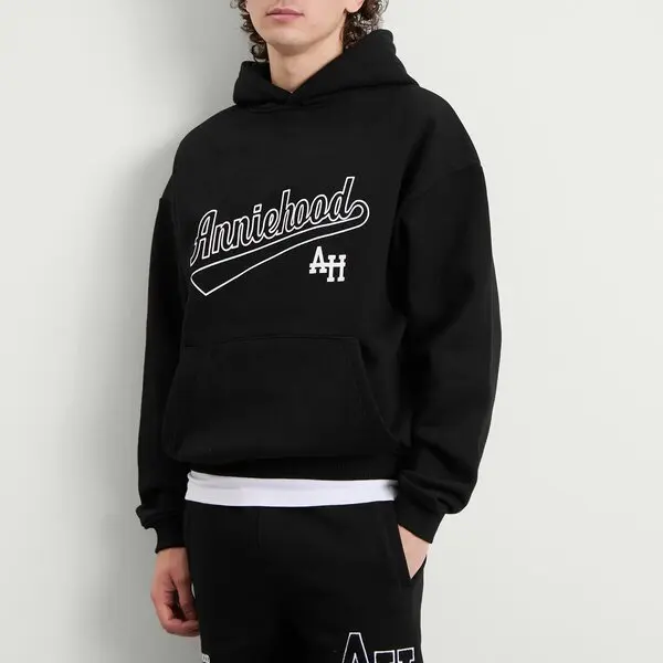 ANNIE HOOD Baseball Hoodie - Black