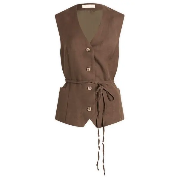 Faithfull The Brand Eva Tie Vest - Forest