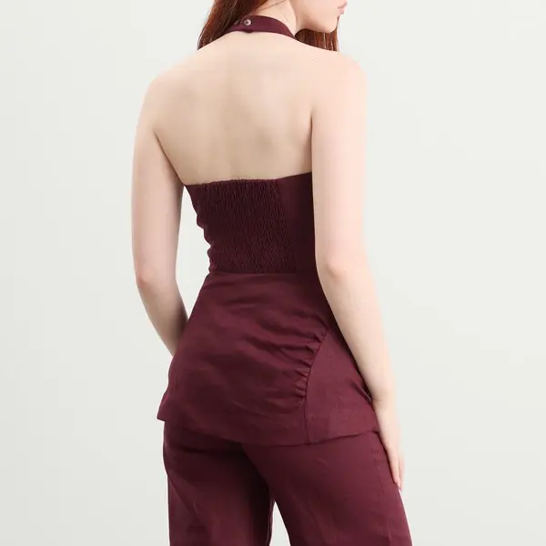 Faithfull The Brand Fia Halter Top - Bordeaux