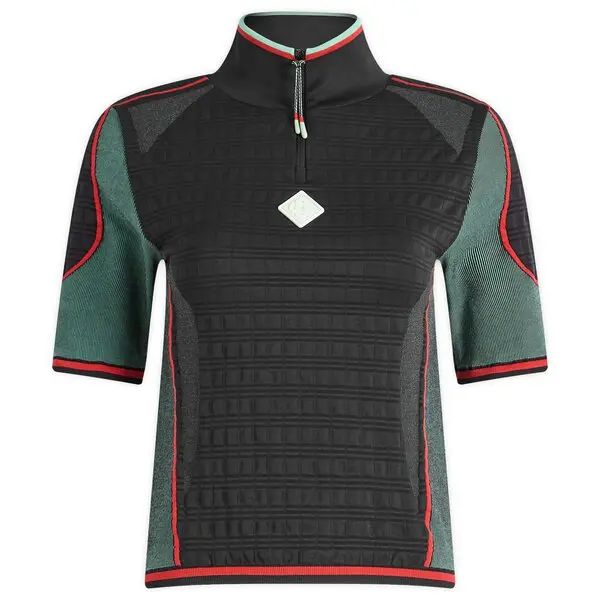 Casablanca Seamless Half Zip Top - Black/mint