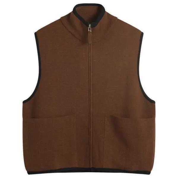 NOTHING WRITTEN Dicky Zip-up Vest - Camel