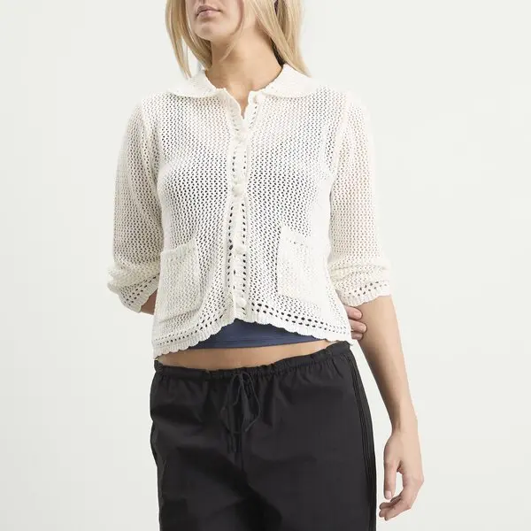 DUNST Linen-cotton Knit Cardigan - Ivory