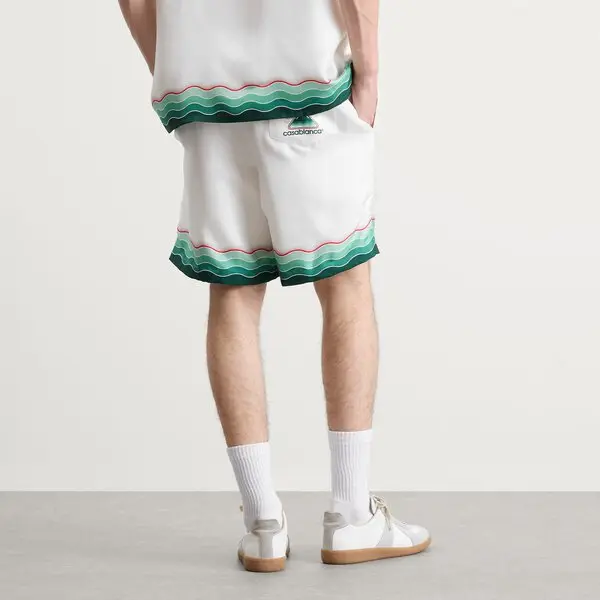 Casablanca Silk Twill Montagne Drawstring Shorts - White