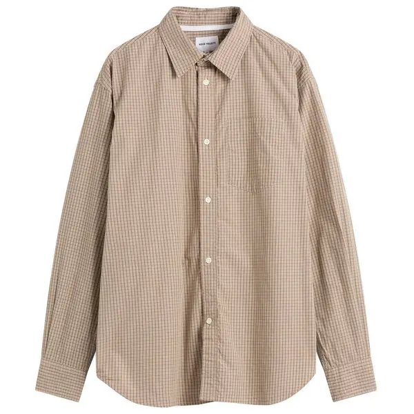 Norse Projects Ole Oversize Poplin Check Shirt - Walnut