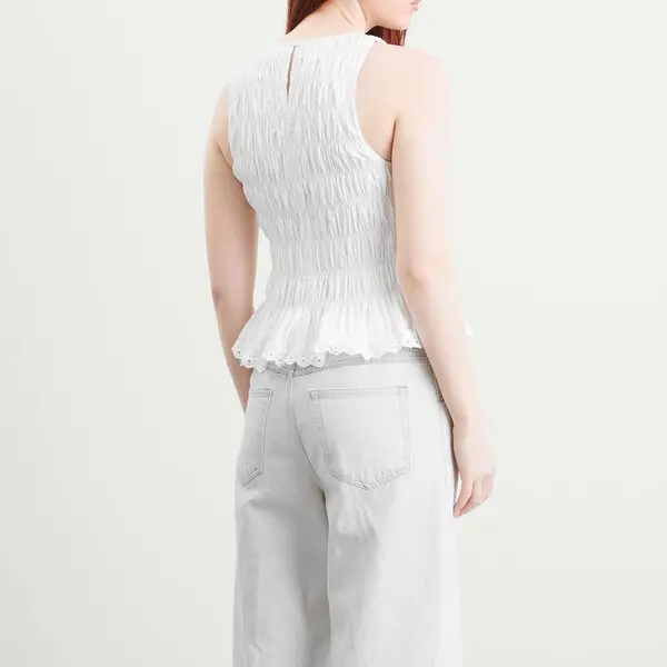 Faithfull The Brand Thea Ruched Peplum Top - White