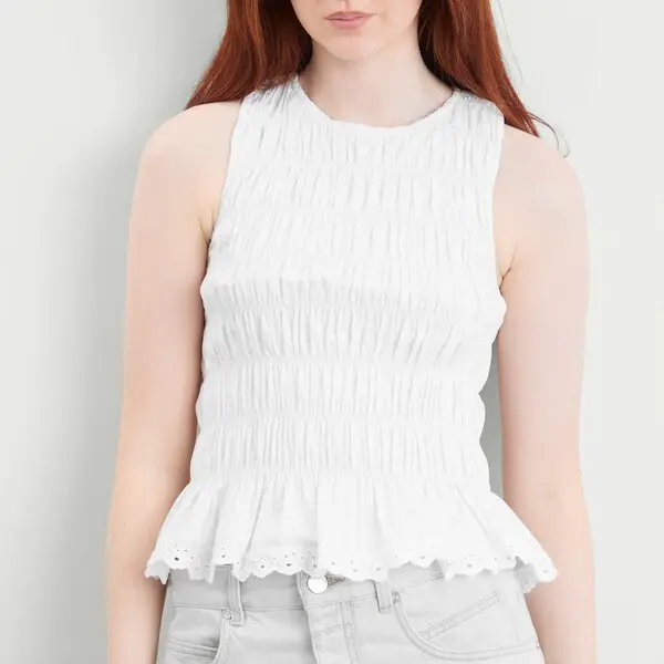 Faithfull The Brand Thea Ruched Peplum Top - White