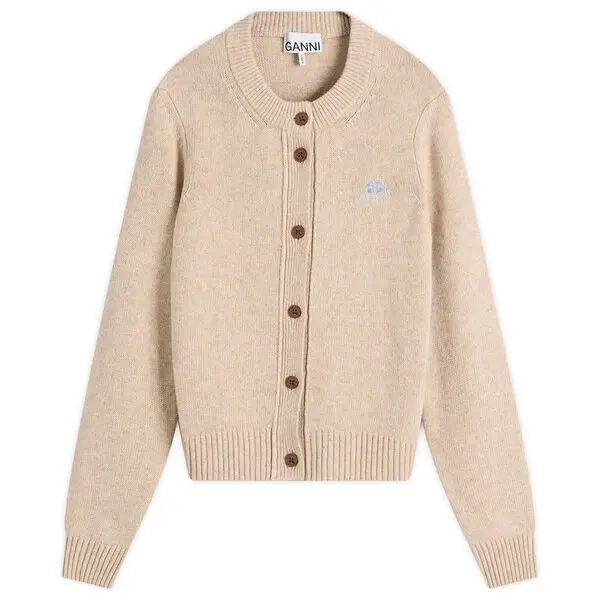 GANNI Core Future Wool Mix Cardigan - Sand