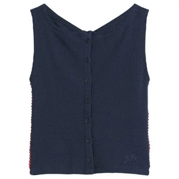 DAMSON MADDER Devon Pointelle Polo Top - Navy