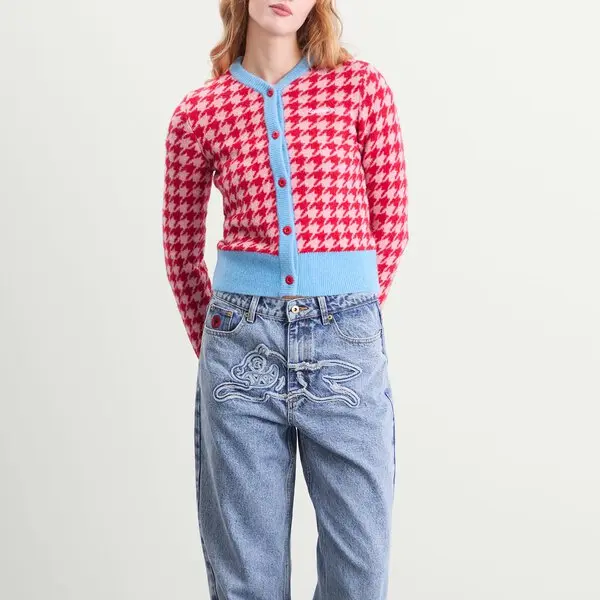 ICECREAM Houndstooth Knit Cardigan