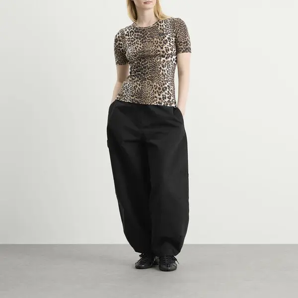 GANNI Soft Cotton Rib Short Sleeve T-shirt In Print