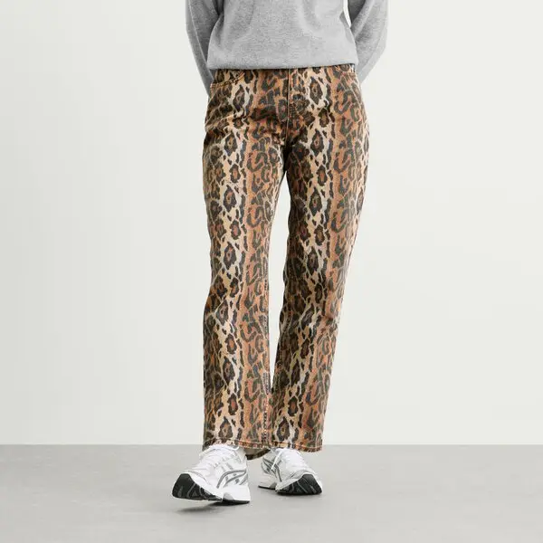HOUSE OF SUNNY Leopard Print Straight Leg Jeans