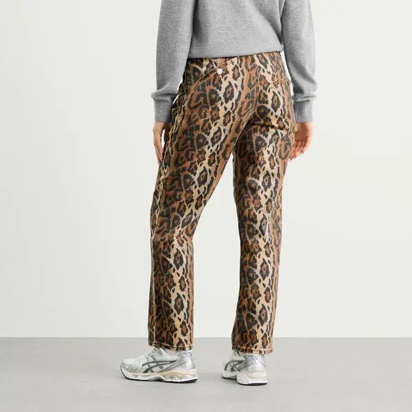 HOUSE OF SUNNY Leopard Print Straight Leg Jeans