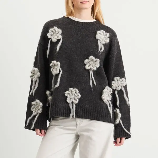 GANNI Crochet Flowers Knitted Jumper