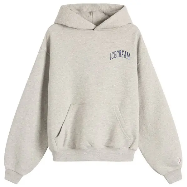ICECREAM College Cropped Popover Hoodie - Grey