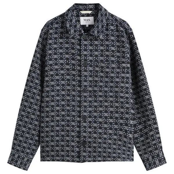 WAX LONDON Rockley Geo Jacquard Overshirt - Navy