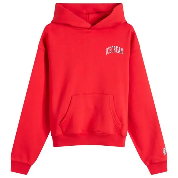 ICECREAM College Cropped Popover Hoodie - Red