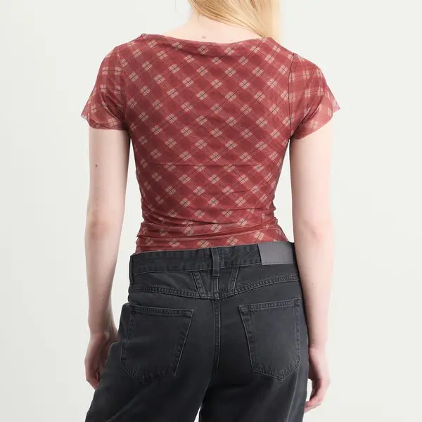 HOUSE OF SUNNY Retro Check Mesh Top