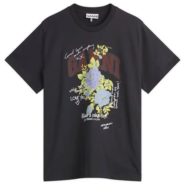 GANNI Rose Logo T-shirt - Phantom