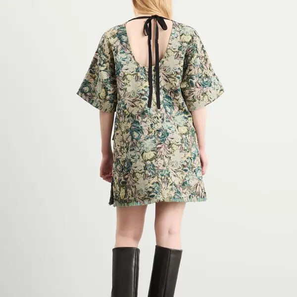 GANNI Boxy Kimono Mini Dress - Jadeite