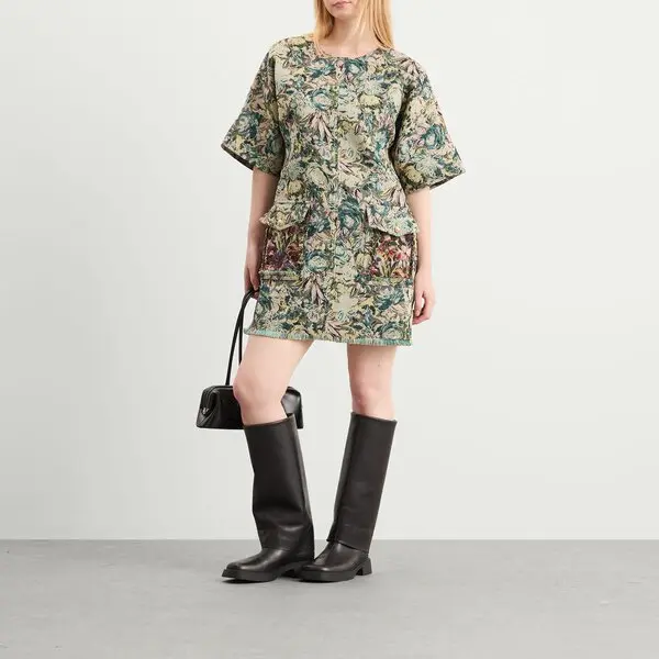 GANNI Boxy Kimono Mini Dress - Jadeite