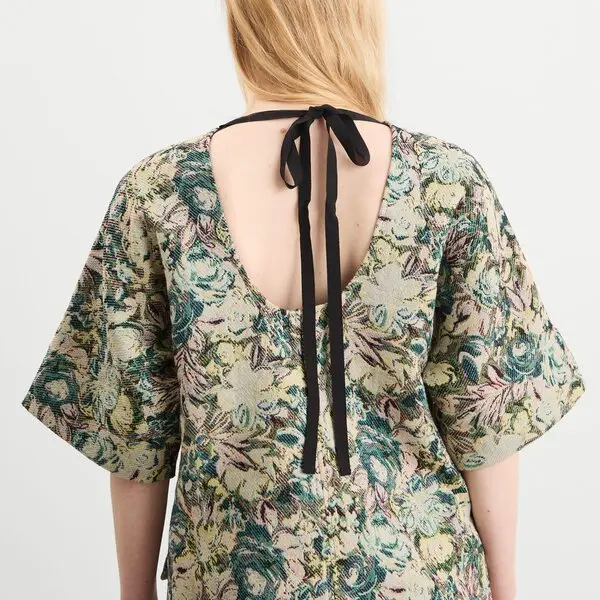 GANNI Boxy Kimono Mini Dress - Jadeite