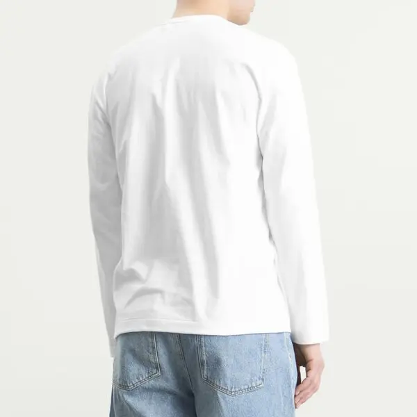 Play Comme Des Garcon Long Sleeve T-shirt - White/red