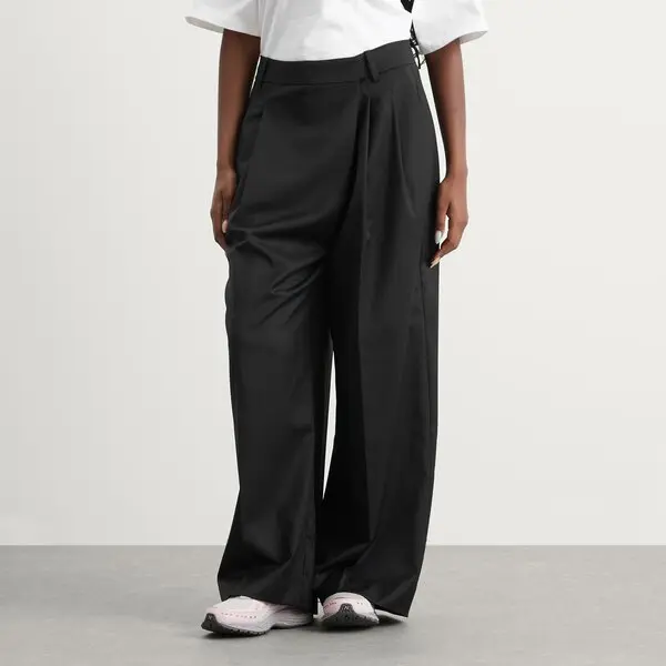 GANNI Calendered Wool Mid Waist Pants