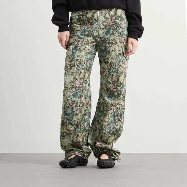 GANNI Printed Stretched Cotton Pants - Jadeite