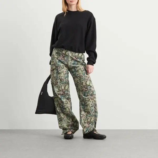 GANNI Printed Stretched Cotton Pants - Jadeite
