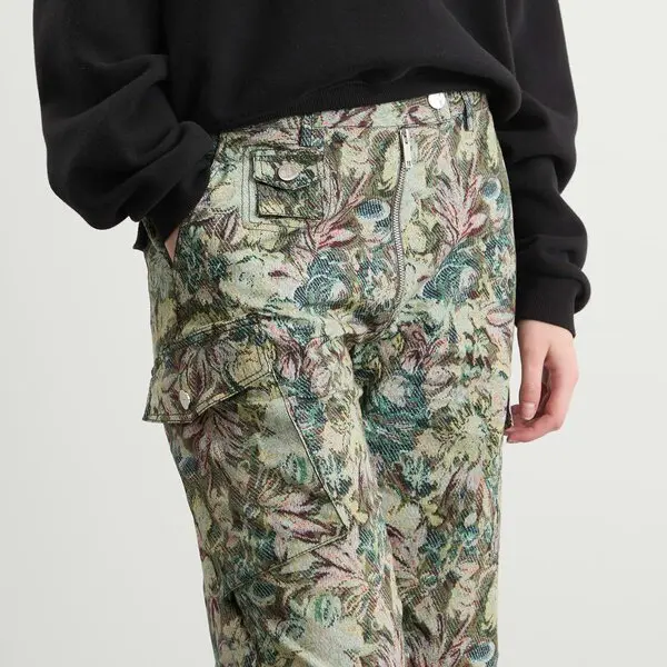 GANNI Printed Stretched Cotton Pants - Jadeite