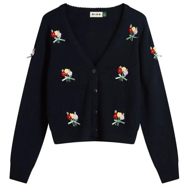 Rixo Merinda Embellished Cardigan - Deep Navy
