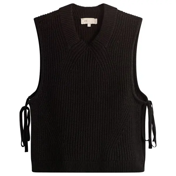 STEL Tie Side Knitted Tank Top - Black