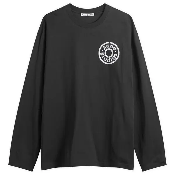Acne Studios Button Logo Long Sleeve T-shirt - Black