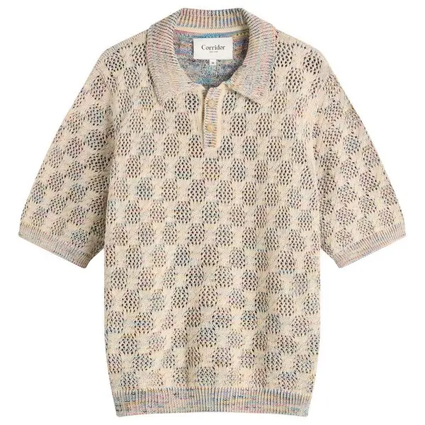 CORRIDOR Cable Knit Polo Shirt - Neutrals