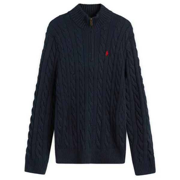 Polo Ralph Lauren Cable Knit Half Zip Jumper - Hunter Navy