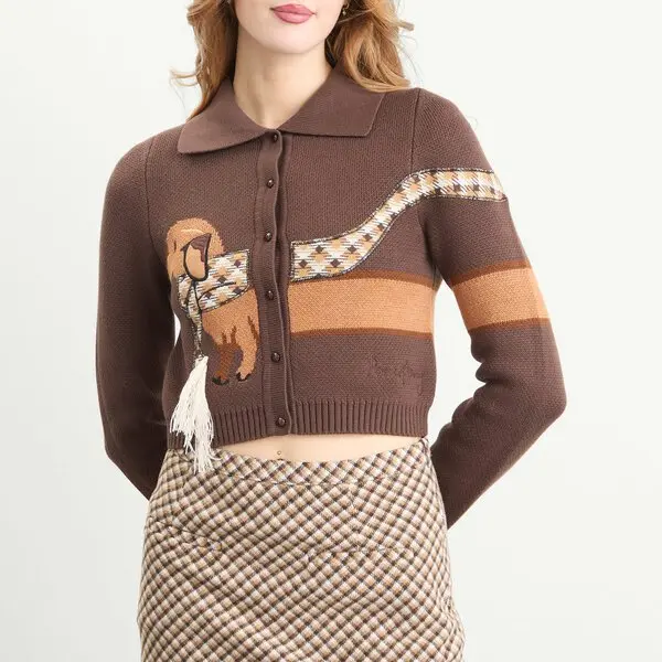 HOUSE OF SUNNY Walk In The Park Tripper Cardigan - Tobacco