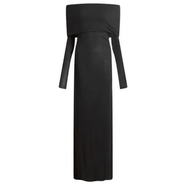 SKIMS Sheer Modal Off Shoulder Long Dress - Onyx