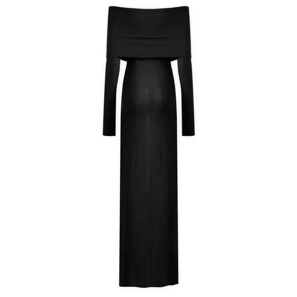 SKIMS Sheer Modal Off Shoulder Maxi Dress - Onyx