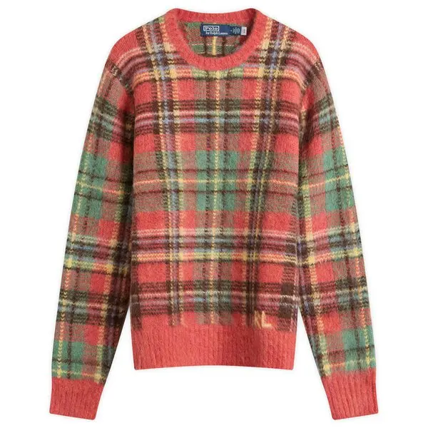 Polo Ralph Lauren Mohair Check Knit Jumper - Red Combo