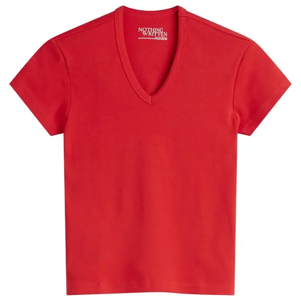 NOTHING WRITTEN 90s V Neck T-shirt - Red