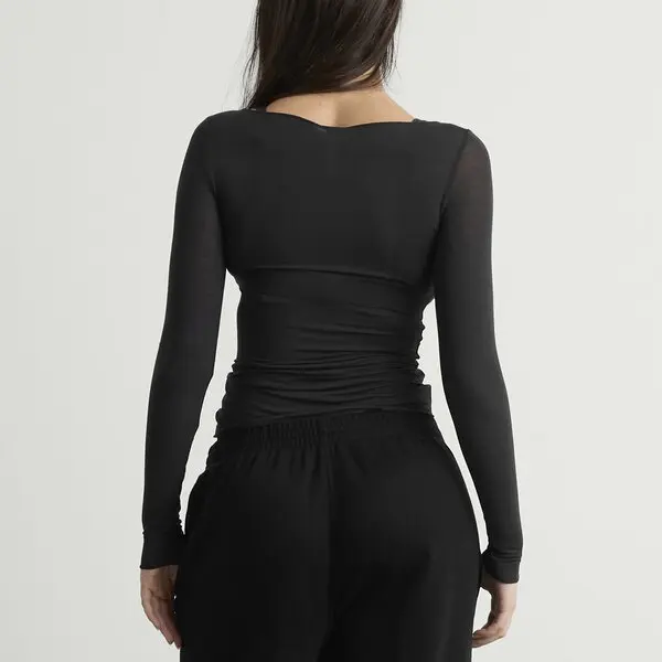 SKIMS Sheer Modal Long Sleeve Wide Neck Top