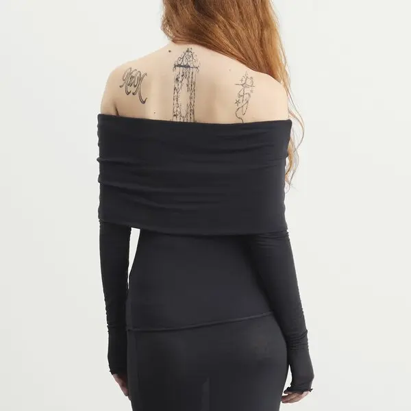 SKIMS Sheer Modal Off Shoulder Long Sleeve Top