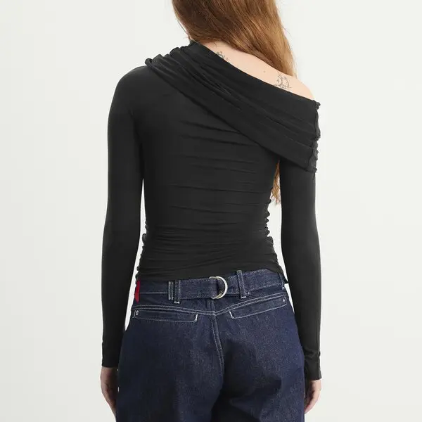 PEACHY DEN The Kylie Cold Shoulder Top - Graphite