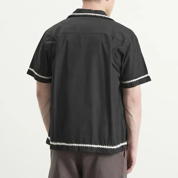 NOMARHYTHM TEXTILE Trim Embroidery Open Collar Shirt