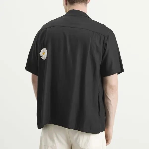 NOMARHYTHM TEXTILE Flower Embroidery Open Collar Shirt
