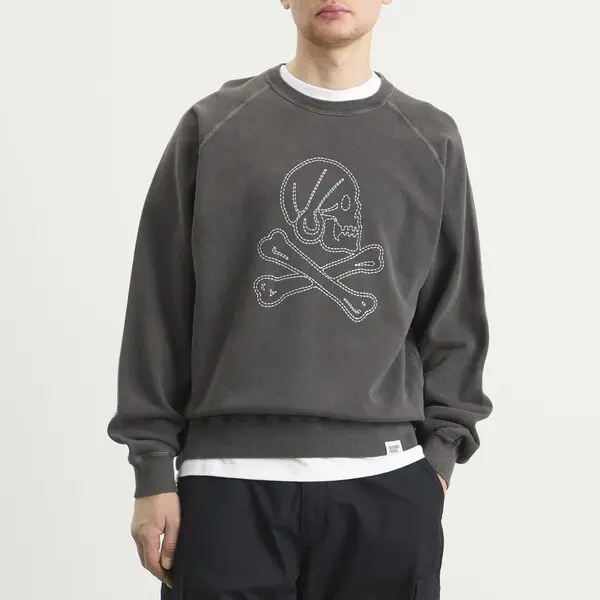 NEIGHBORHOOD Pigment Dyed Sweatshirt With Stitched Skull Graphic