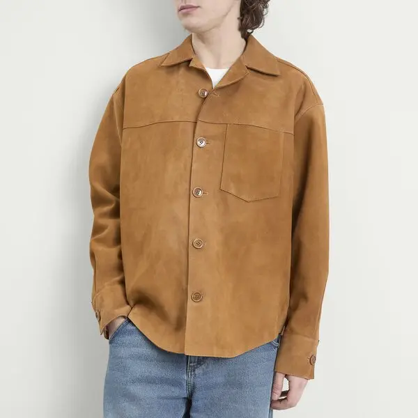 AMI Paris Suede Buttoned Overshirt